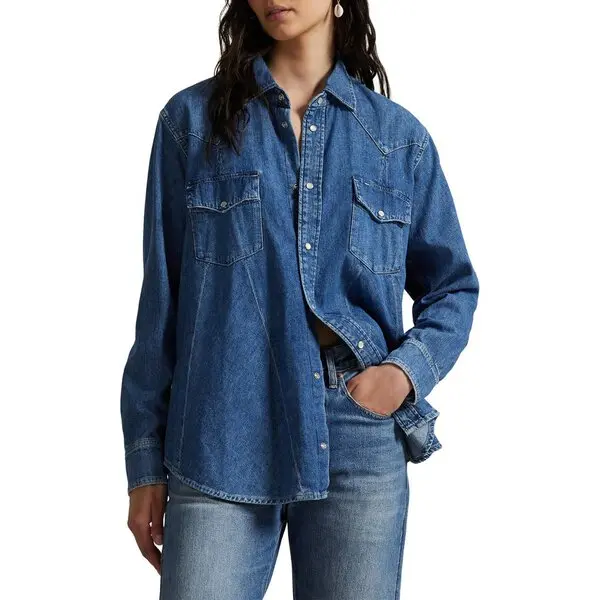 Polo Ralph Lauren Denim Trapeze Western Shirt In Nisku Wash - 35